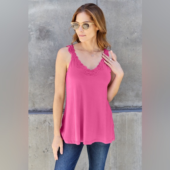 Basic Bae | Tops | Basic Bae Full Size Lace Detail Vneck Cutout Cami ...